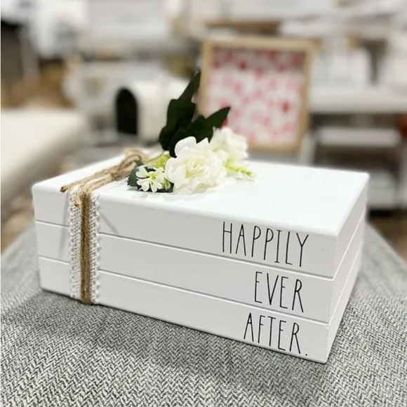 Rae Dunn | Accents | Rae Dunn White Book Stack With Floral Accent ...